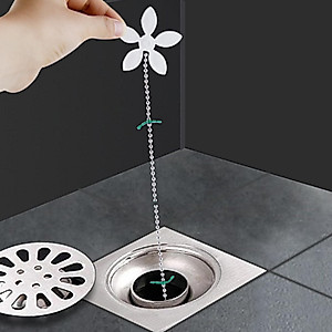 12 Pcs Flower Shape Shower Drain Sink Remover Hair Filter Chain Hook Flower Drain Hair Catcher Drain Clog Protectors Catcher Strainer Hair Snare Easy to Install and Clean for Bathroom Tub