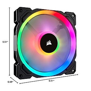 Corsair LL Series LL140 RGB 140mm Dual Light Loop RGB LED PWM Fan 2 Fan Pack with Lighting Node Pro, For Desktop