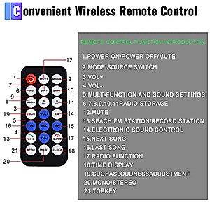 Single Din Car Stereo Receiver Support Bluetooth Hands Free Calling & Music Streaming with LCD Screen AM/FM Radio Receiver TF/AUX/USB Playback & Charging Remote Assist Control MP3 Player Head Unit