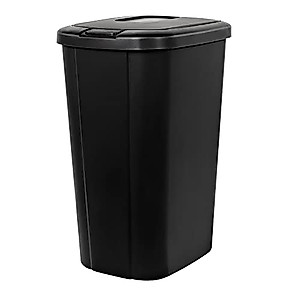 13.3 Gallon Trash Can, Touch Top Slim Kitchen Trash Can, Black, Pack of 2 (Color : Black)