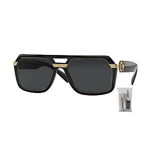 Versace VE4399 GB/187 58MM Black/Dark Grey Square Sunglasses for Men + BUNDLE With Designer iWear Eyewear Kit