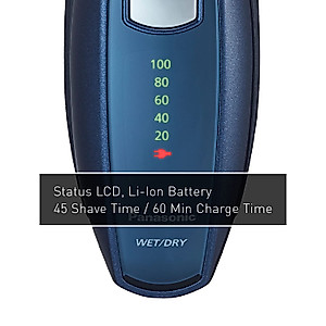 Panasonic Arc4 Electric Razor for Men 4Blade Electric Shaver with Popup Trimmer Rechargeable Wet Dry Foil Shaver, Blue, 1 Count