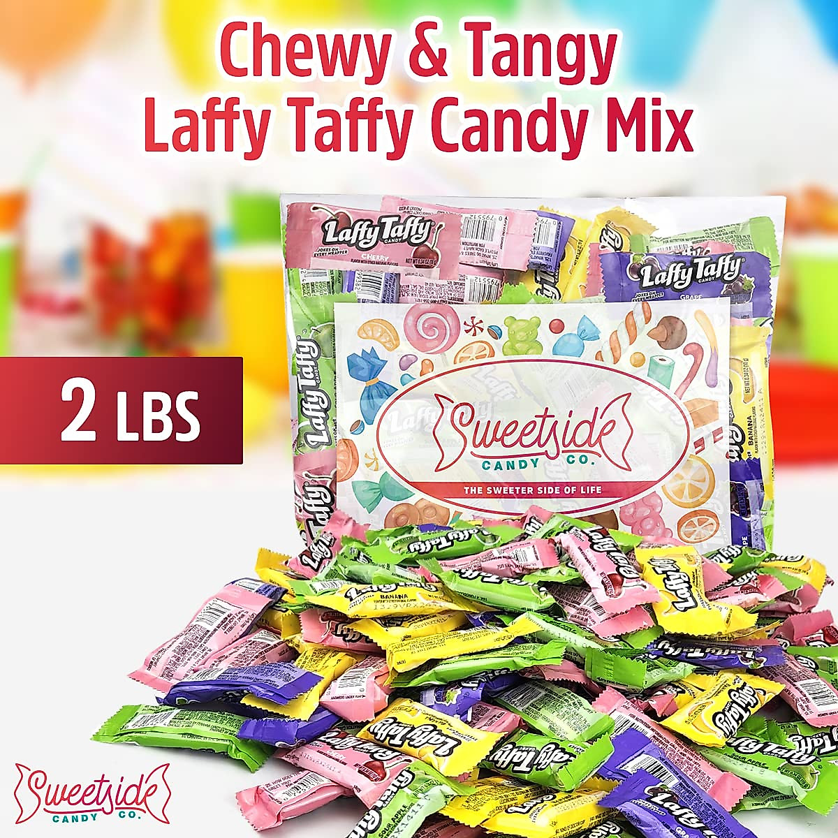 Laffy Taffy - Laffy Taffy Candy - Banana, Grape, Sour Apple, Flavors - Chewy & Tangy Laffy Taffy Bulk Candy Individually Wrapped - Holiday Candy Bulk, Candy for Pinata, Concession Stand (Mix) 2LB