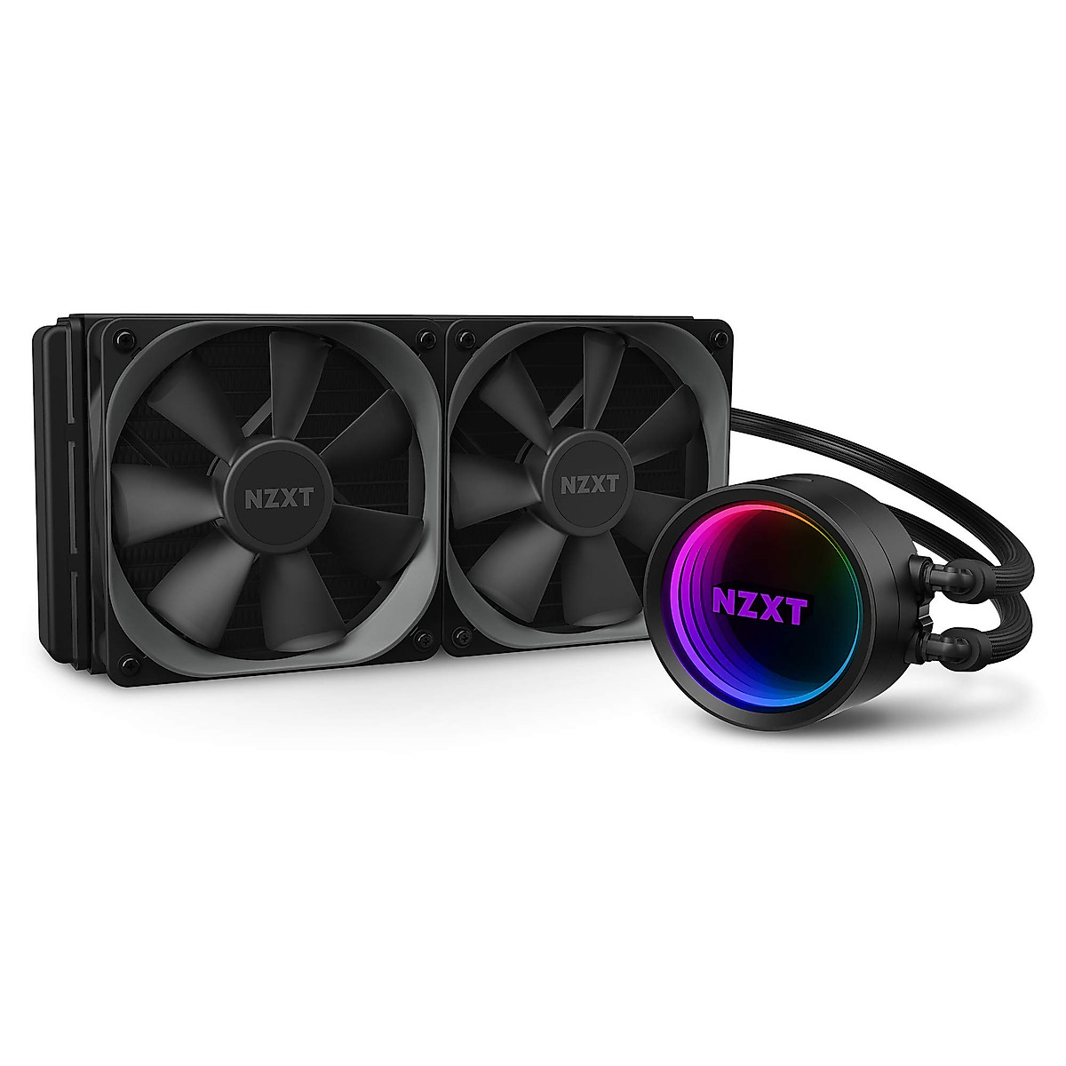 NZXT Kraken X53 240mm - RL-KRX53-01 - AIO RGB CPU Liquid Cooler - Rotating Infinity Mirror Design - Improved Pump-Powered By CAM V4-RGB Connector-Aer P 120mm Radiator Fans (2 Included), Black, X Gen 3