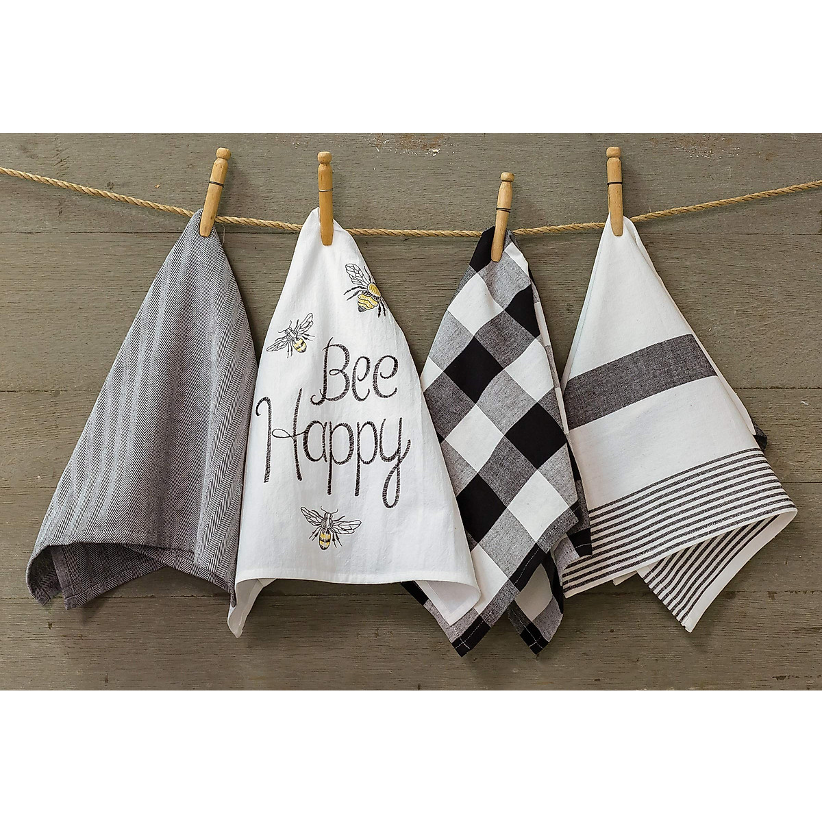 C&F Home Bee Happy Flour Sack Kitchen Towel Decor Decoration 18" x 27" White