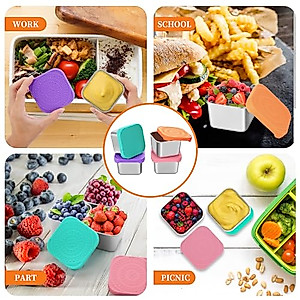LEGELITE 4 Pack Salad Dressing Container To Go, 6oz Reusable Small Condiment Containers with Lids, Leakproof Silicone Lids Stainless Steel Sauce Containers for Lunch