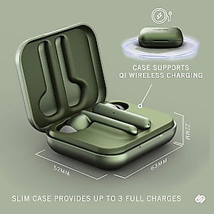 Urbanista True Wireless Earphones 20H Playtime Wireless Charging Case and Bluetooth 5.0, Noise Cancelling Earphones with Touch Controls + Built-in Mic, Compatible with Android and iOS - Paris, Green