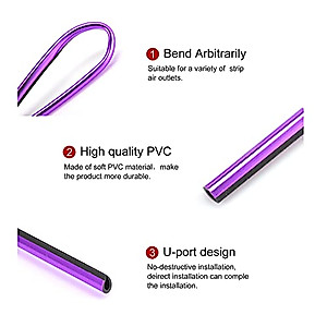 LivTee 20 Pieces Car Air Conditioner Decoration Strip for Vent Outlet, Universal Waterproof Bendable Air Vent Outlet Trim Decoration, Car Interior Accessories (Purple)