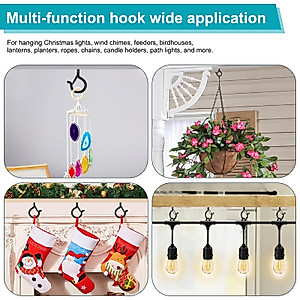 Q Hanger Hanging Hooks for Out Door String Lights, 16pcs Screw Hooks for Plants, Heavy Duty Ceiling Hooks with Safety Buckle for Christmas Lights & Patio Lights, Fairy Lights Wind Chimes Decoration