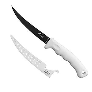 danco Tournament Plus 6" Fillet Knife | Full Tang German G4116 Stainless-Steel Blades with Teflon Coating, Locking Sheath, Perfect for Saltwater Fishing & Hunting