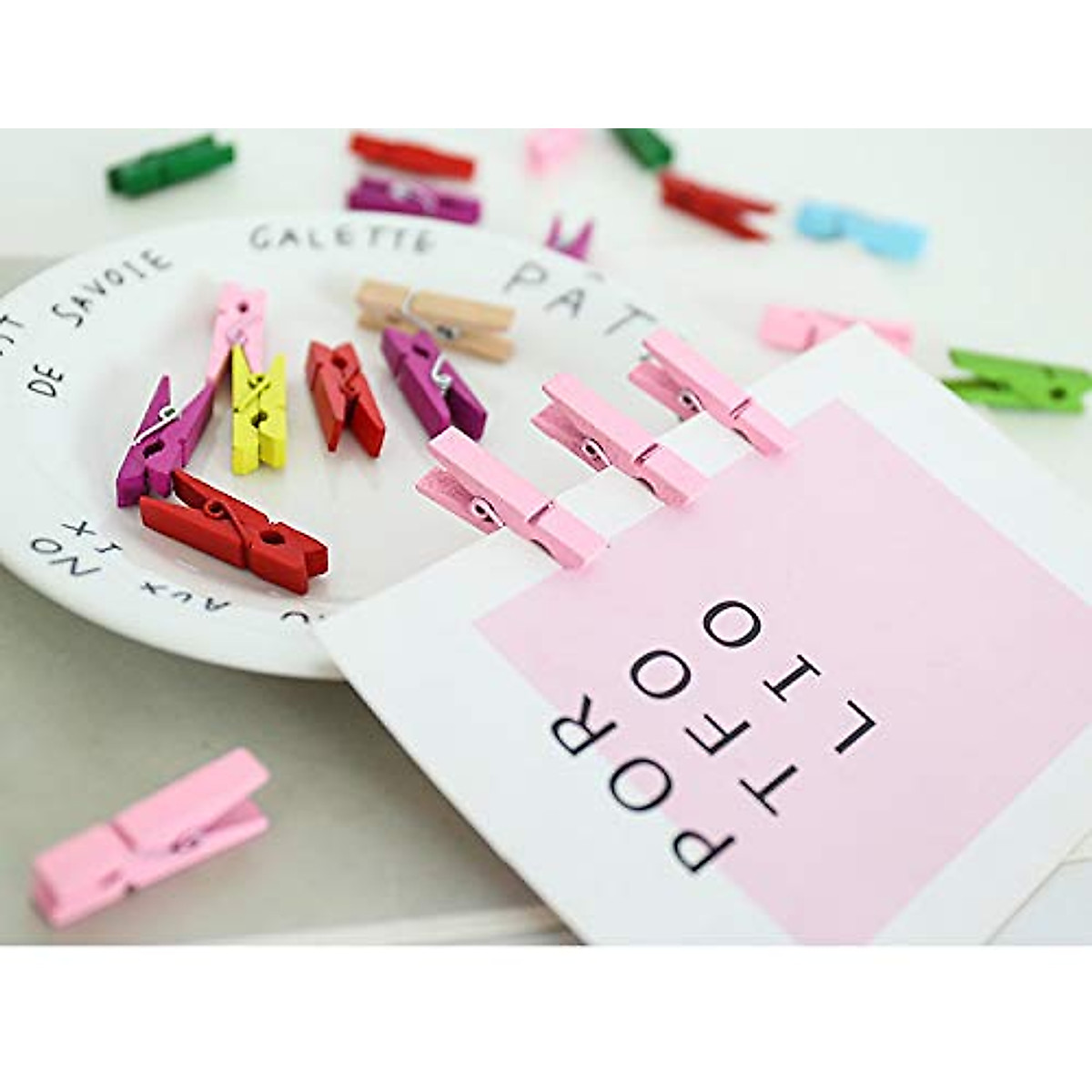 Mini Natural Wooden Clothes Pins, Sturdy Small Wood Clothespin, Photo Paper Peg Pin, Craft Clips for Home School Arts Crafts Decoration, DIY Screen 25mm - 100 Pack