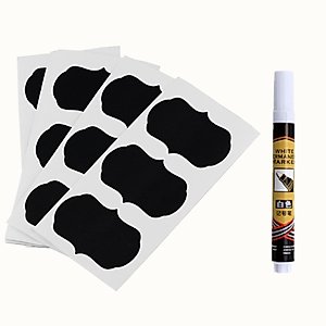 36 Pcs Chalkboard Blackboard Labels Stickers for Jars + 1 Pc Erasable White Paint Pen Marker Organize Home & Kitchen