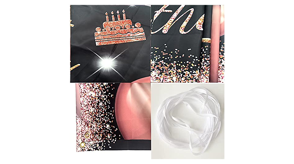 31st Birthday Backdrop Banner Black Pink Decorations & Supplies