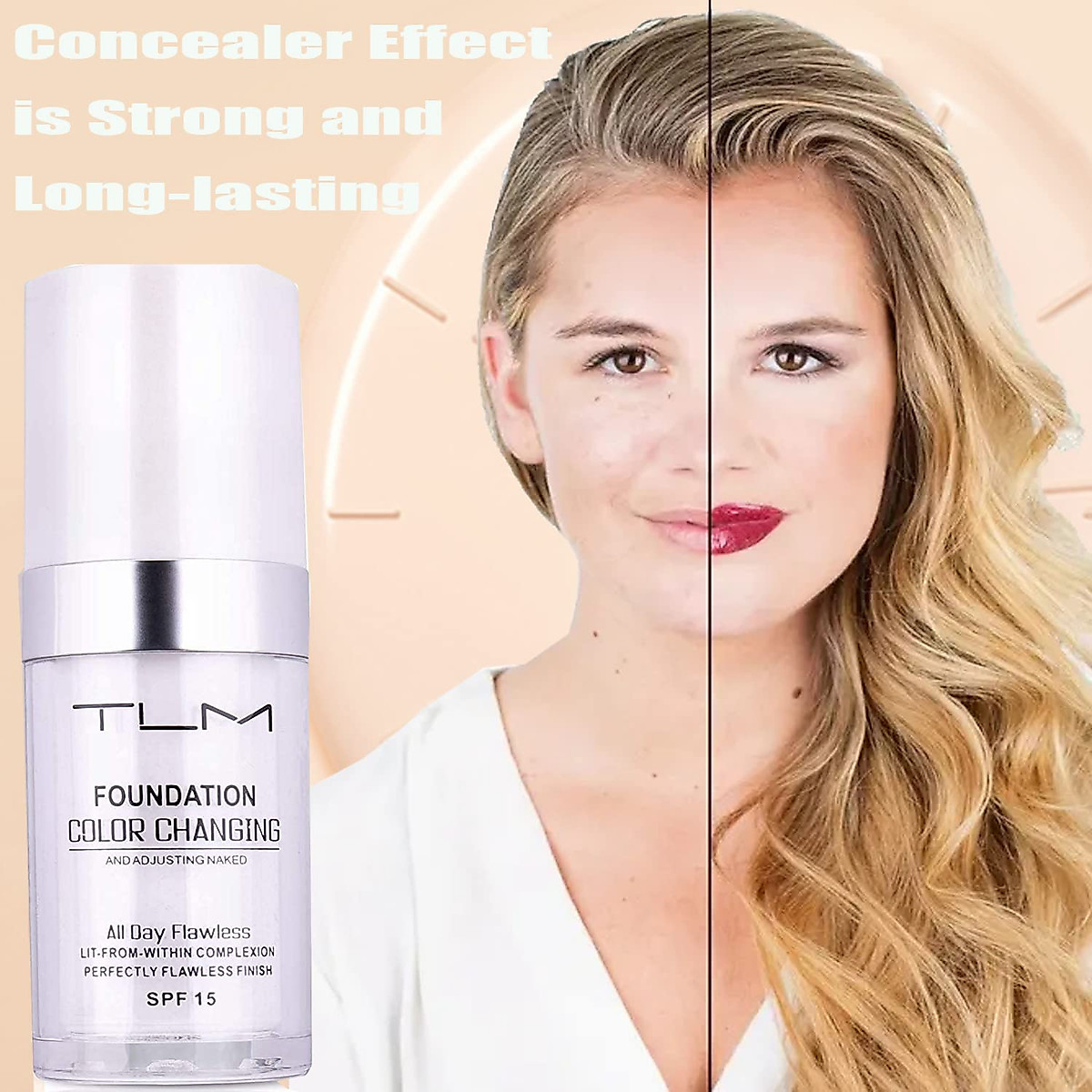 30ml TLM Concealer Cover Cream Flawless Colour Changing Foundation Makeup Base Nude Face Liquid Cover Concealer Changing Warm Skin Tone Moisturising Cover for women & girls(2pcs)