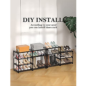 TIMEBAL 8-Tier Shoe Rack Storage Organizer, 25-28 Pairs Shoes Shelf Organizer, Removable & Dust Large Stackable Shoe Rack for Boot & Shoe Storage