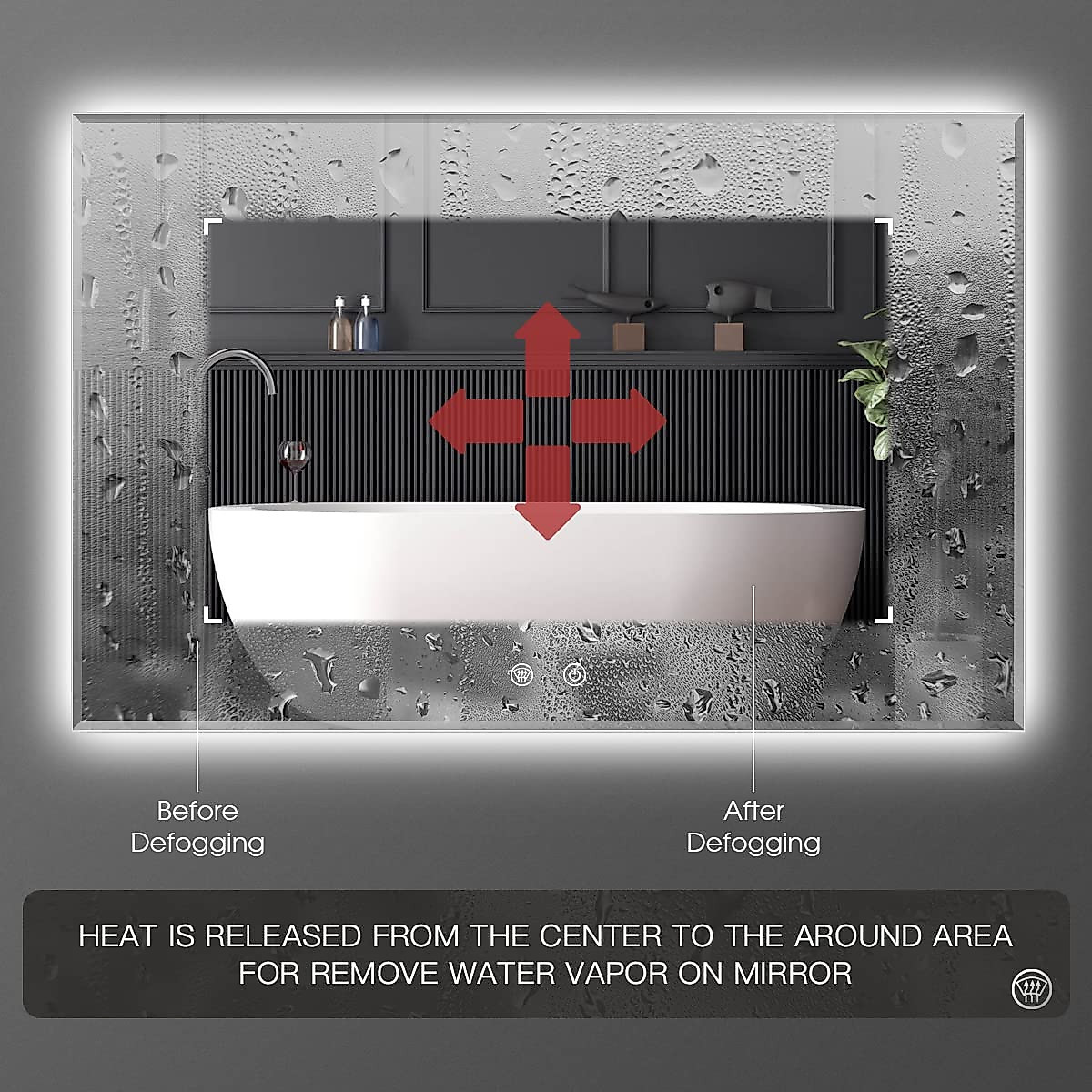 IOWVOE 20 x 28 Inch LED Mirror Backlit Bathroom Large Wall Mounted Vanity Makeup Mirror Dimmable Anti-Fog Lighted Mirror CRI 90 Adjustable Brightness