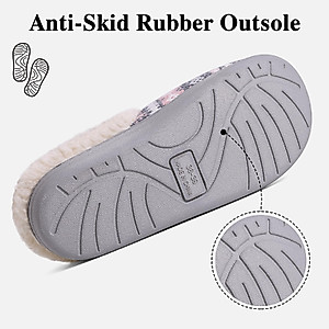 Evshine Warm Knit House Slippers for Women Comfy Fleece Lined Winter Slippers with Memory Foam and Indoor Outdoor Soles Pink 40-41 (Size8-9)