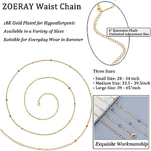 ZOERAY Waist Chain for Women 18K Gold Plated Adjustable Pearl Sexy Belly Chain Plus Size Beach Bikini Body Chain Body Jewelry