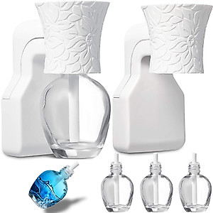 2 Pieces Wall Plug-in Diffuser Fragrance Plug with 4 Pieces Empty Bottles for Spreading Essential Oils Home Bathroom (White)