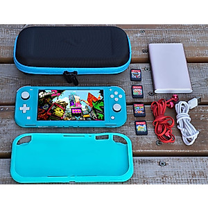 ButterFox Slim Carrying Case for Nintendo Switch Lite with 19 Game and 2 Micro SD Card Holders, Storage for Switch Lite Accessories (Blue Turquoise/Black)