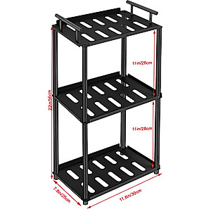 VOTZAAQ Corner Shower Caddy 3 Tier Standing Shower Caddy Corner, Black Shower Rack Bathroom Storage Organizer with Handle, Rustproof Stainless Steel Corner Shelf, Shower Shelf for Inside Shower