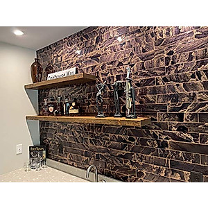 Joel's Antiques Floating Wall Shelf - Wood Decor & Long Shelf for Fireplace Mantel, Bookshelf, & Farmhouse - Wall-Mounted Rustic Stand, Wooden Hanging Display - Medium Brown, 72" x 8" x 2"