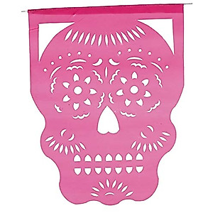 Paper Full of Wishes Day of The Dead Plastic Papel Picado 2pk Cabezita Calavera I 12 Plastic Panels per Banner I Each Banner over 12ft Hanging