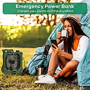 Locamp Oscillating Camping Fan, Battery Operated Fan with 10400 mAh USB Rechargeable Battery, Camping Fan with LED Camping Light