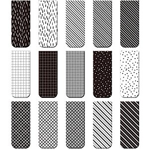30 Pieces Magnetic Bookmarks Magnetic Page Markers Assorted Bookmarks Set for Student Stationery Present Magnet Bookmarks Clips (Black and White)