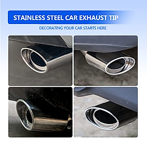 Miytsya 1 PC Car Exhaust Tip, 2.48" Inlet 3.34" Outlet 5.5" Overall Length Stainless Steel Exhaust Tips, Universal Chrome Polished Tailpipe Tip, Muffler Tip Pipes, Bolt On Design (Silver/Bending)