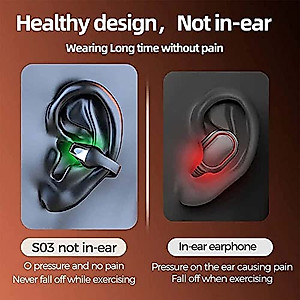 Hanlaien Wireless Ear Clip Bone Conduction Headphones, Ear Clip Headphones Bluetooth for Running Sports (Black)