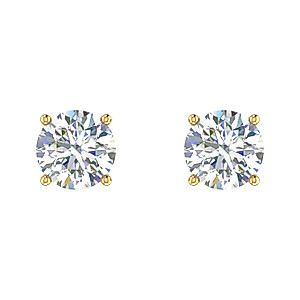 1 Carat 4-Prong Set Diamond Stud Earrings in 14K Yellow Gold (Screw-back)