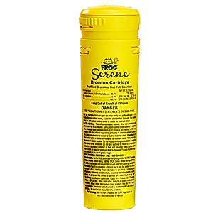 4 FROG Serene Bromine Replacement Cartridges for Hot Tubs for use only with FROG Serene Floating Sanitizing System + FROG Test Strips, Quick and Easy Sanitizer + Test Strips