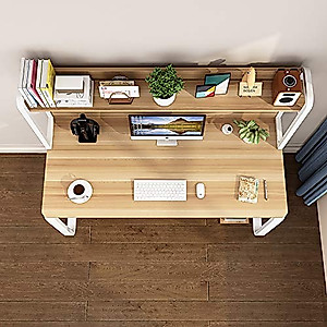 47inch Computer Desk with Hutch and Bookshelf,Modern Writing Table Gaming Desk with Space Saving Design,Large Home Office Workstationwith Desk
