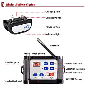 HEXIEDEN Wireless Electric Dog Fence,Pet Boundary Containment System,Safe Effective Vibrate/Shock Dog Collar,Waterproof,Rechargeable,Adjustable Range,Harmless,for 1 2 3 Dogs,for3dogs