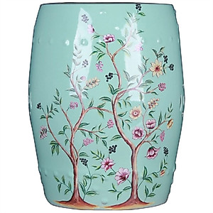 JIADIAONI Decorative Ceramic Garden Stool, Glazed Hand-Painted Floral Changing Stool, Suitable for Living Room, Balcony, Garden, Etc. (Color : C)