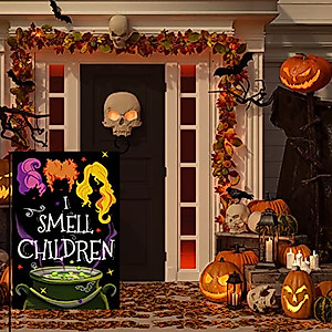 Halloween Decorations Garden Flag 12x18 Vertical Double Sided I Smell Children Sisters Fall Outside Hocus Pocus Decor Burlap Yard Flag BW204