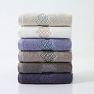 sense gnosis Luxury White Hand Towels Super Thick Soft Embroidered Decorative Hand Towel 100% Cotton Highly Absorbent for Bathroom, Home, Hotel & Spa (13 x 29 Inch Set of 2)