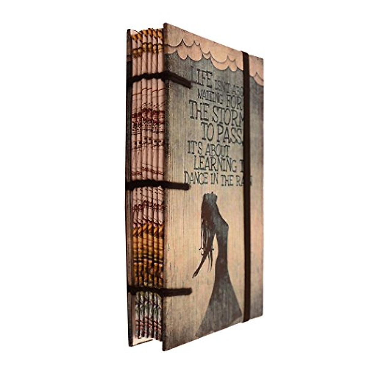 Purpledip Vintage Journal 'Dancing in The Rain': Handmade Paper Diary Notebook in Digital Print Hard Cover (11308)