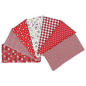 BESTOYARD 7pcs Red Cotton Fabric Bundles Quilting Fabric Quilting Sewing Fabric Pre Cut Quilting Cotton Crafts Textile Square Fabric Different Patterns for DIY Sewing 50cm