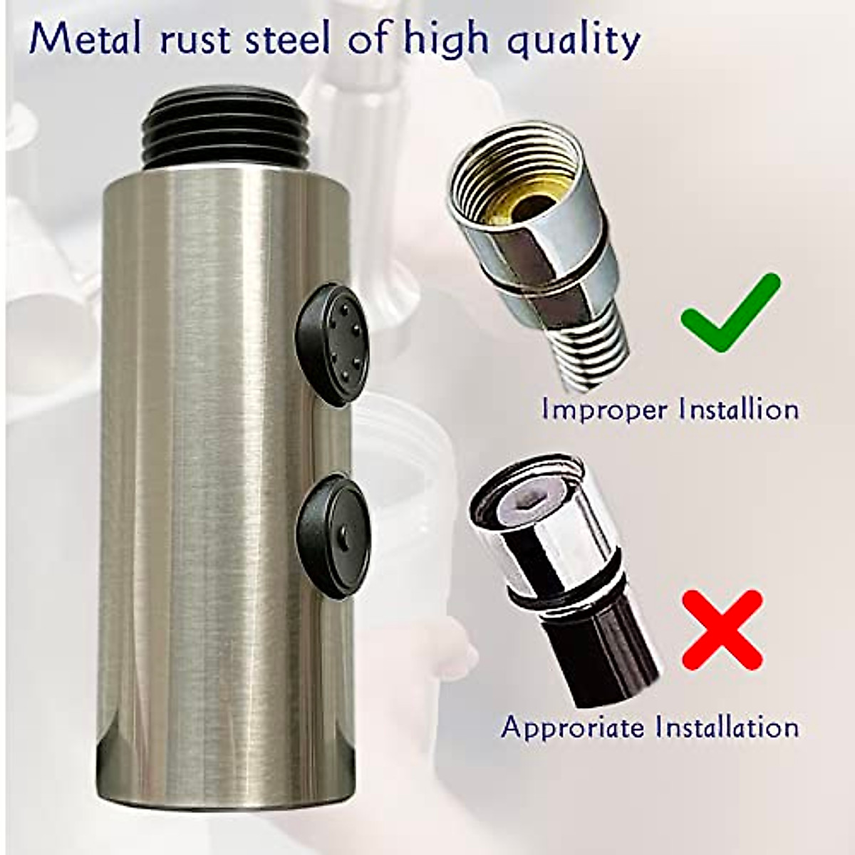 Kitchen Sink Faucet Sprayer Head Attachment, 2 Functions Pull Out Spray Head for Kitchen Faucet, Pull Down Faucet Head Replacement, Kitchen Tap Sprayer, Sink Sprayer Head Nozzle, G1/2 Male Connector