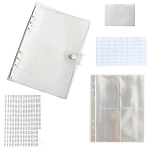 esowemsn A Set of White Diamond-Paint Beads Storage Book DIY Diamond-Paint Accessories Kit Diamond-Paint Storage Book Binder with Pockets,100pcs Self-Sealing Bags Clear Loose Leaf Organizer (White)
