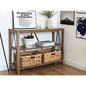 StorageWorks Jumbo Rectangular Wicker Basket, Water Hyacinth Storage Basket with Built-in Handles, 1 Pack