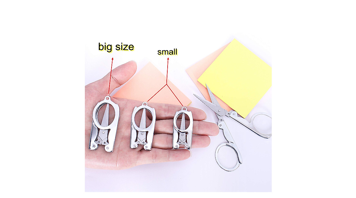 Foldable Mini Travel Scissors - Stainless Steel with Keychain