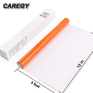 CAREGY Iron on Heat Transfer Vinyl Roll HTV (12''x5',Orange)