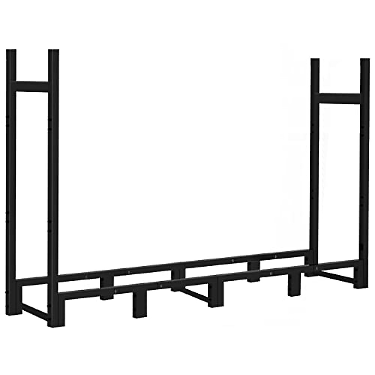 Khordin 8ft Firewood Rack Outdoor Adjustable Heavy Duty Wood Rack Fire Wood Holder for Indoor Storage Fireplace Metal Lumber Organizer Wood Stand Stacker, Black