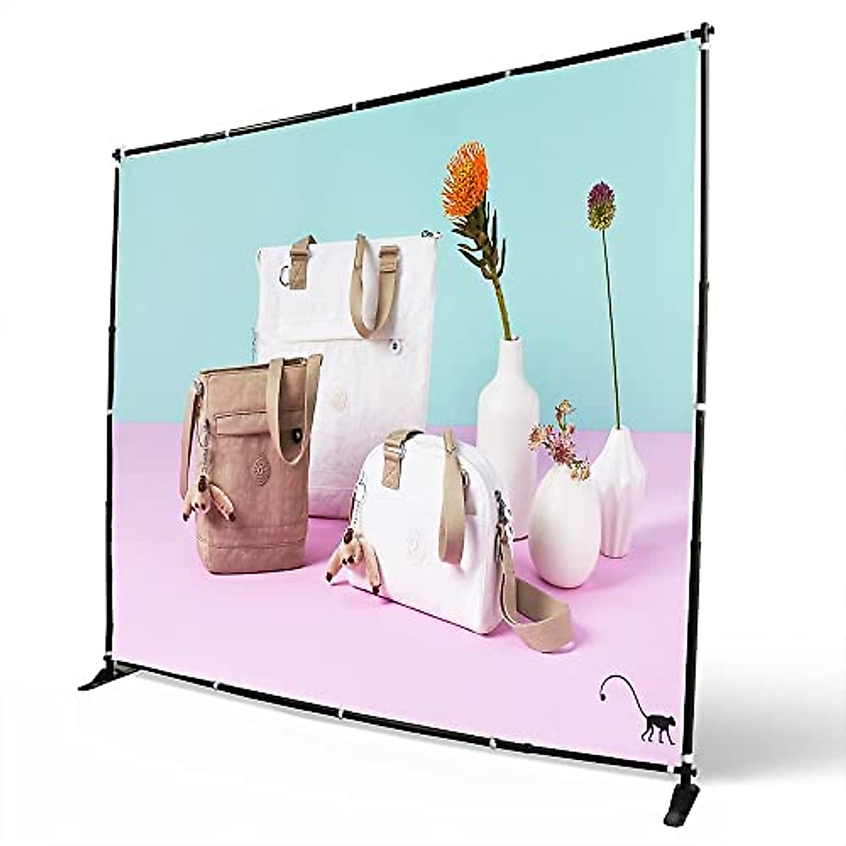 Displayfactory 10 X 8 Ft Banner Stand Backdrop Step and Repeat Display Adjustable Backdrop Stand Telescopic Display Stand for Trade Show,Photo Booth,Wall Exhibitor Background with Carrying Bag