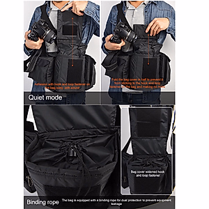 DAUERHAFT Black Lightweight Waterproof SLR Camera Bag with Extended Shoulder Strap Camera Bag for Photographer Shooting