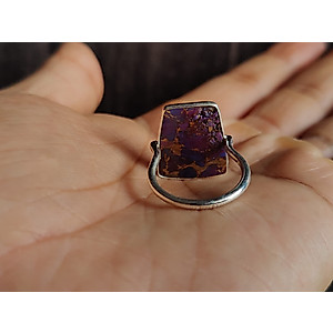 Handmade Jewelry, Purple Copper Turquoise Ring, 925 Solid Sterling Silver Ring, Boho Ring, Turquoise Gemstone Ring, Silver Jewelry, Gift for Her (10)