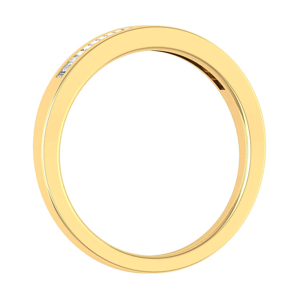 14K Yellow Gold Classic Channel Set Baguette Diamond Wedding Band (0.15 Carat) (Ring Size 10)